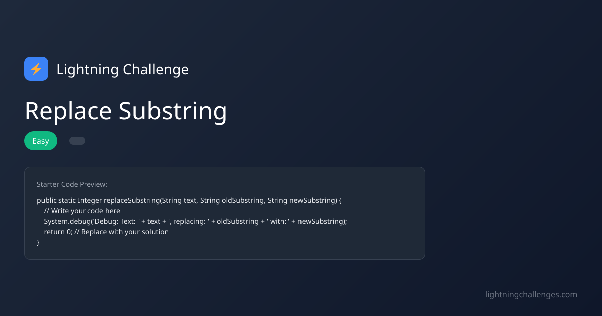 Replace Substring | Lightning Challenge